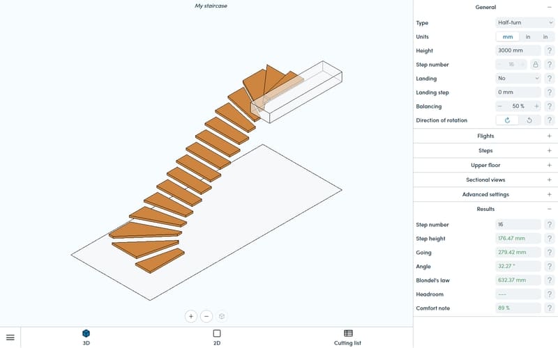 Calculate the dimensions of your staircase